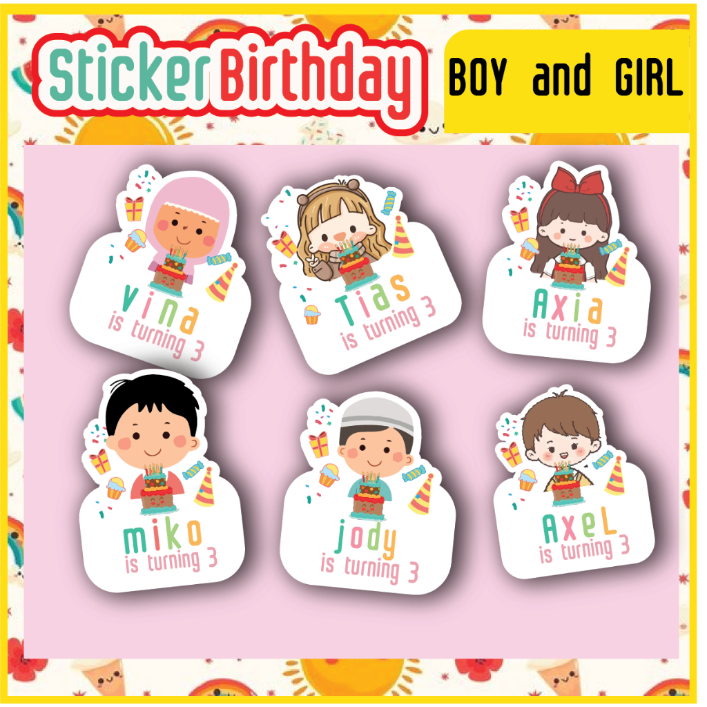 Jual Sticker Ulang Tahun Anak BOY and GIRL Sticker Bento Birthday ...
