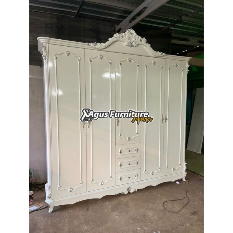 Jual LEMARI PAKAIAN WHITE DUCO LUXURY REALPICT (almari baju mewah ...