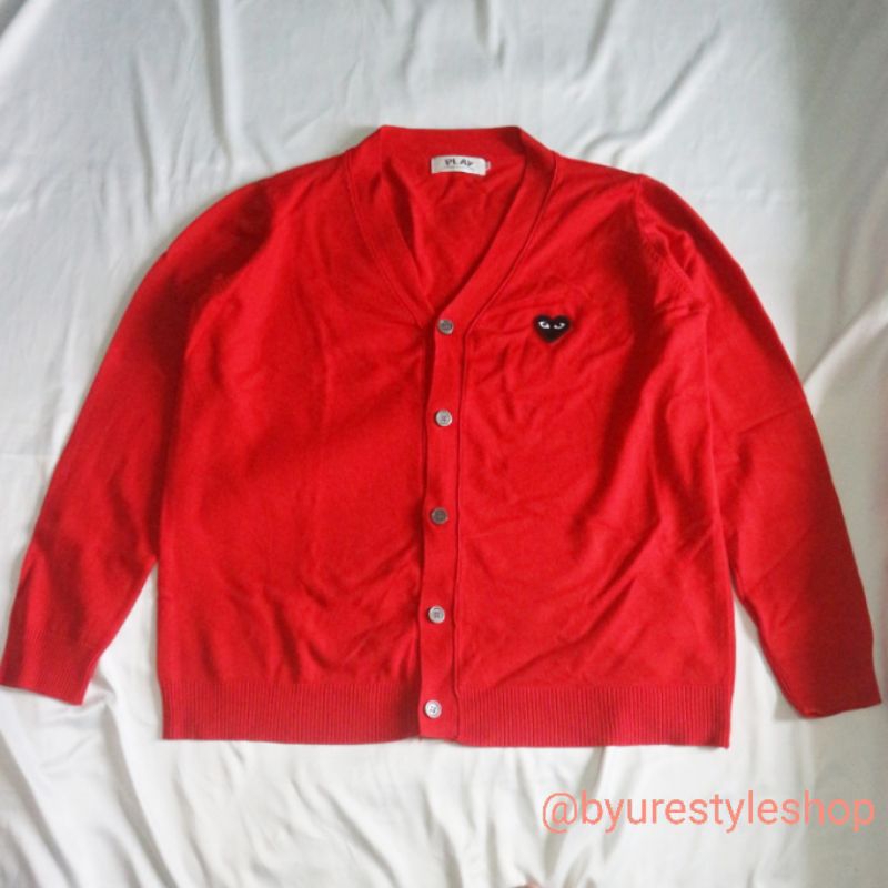 Jual PLAY CDG Comme De Garcons Cardigan Knit Red Heart Logo Rajut ...