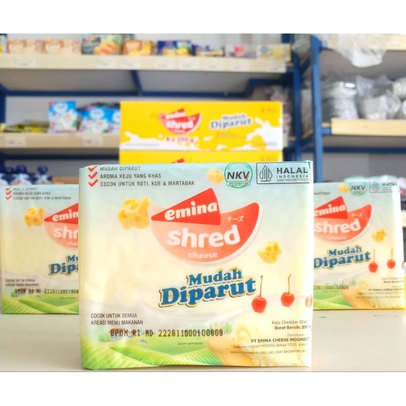 Jual Emina Shred Cheese 250Gr / Keju Parut Emina / Keju Cheddar Emina ...