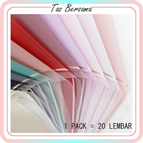 Jual [1 PACK ISI 20 LEMBAR] Kertas Buket Bunga List Gold Warna Pastel ...