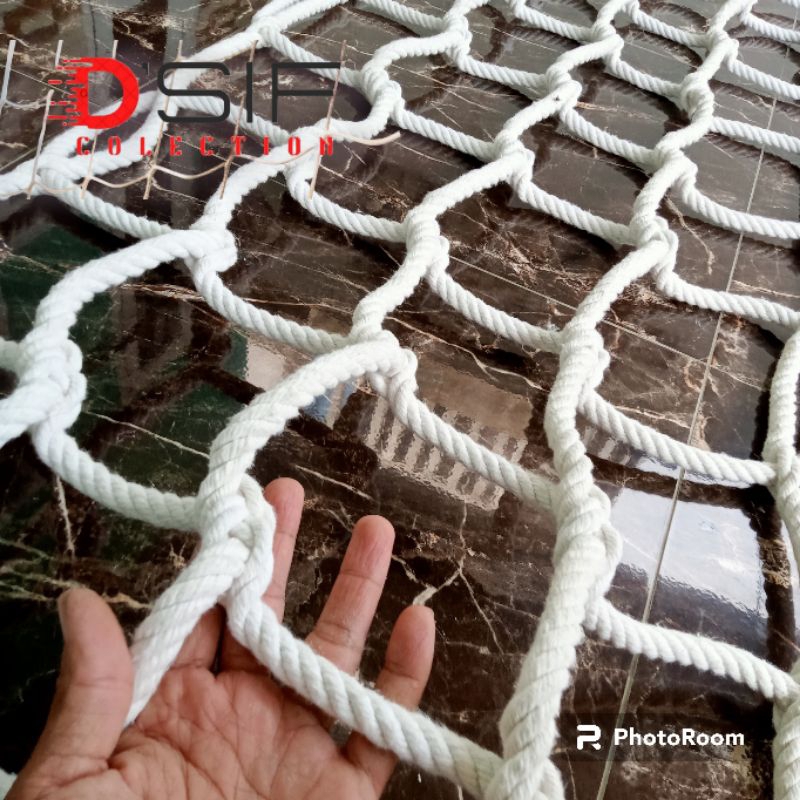 Jual jaring panjat wahana anak Playground tali kuralon 12mm lubang 12cm ...