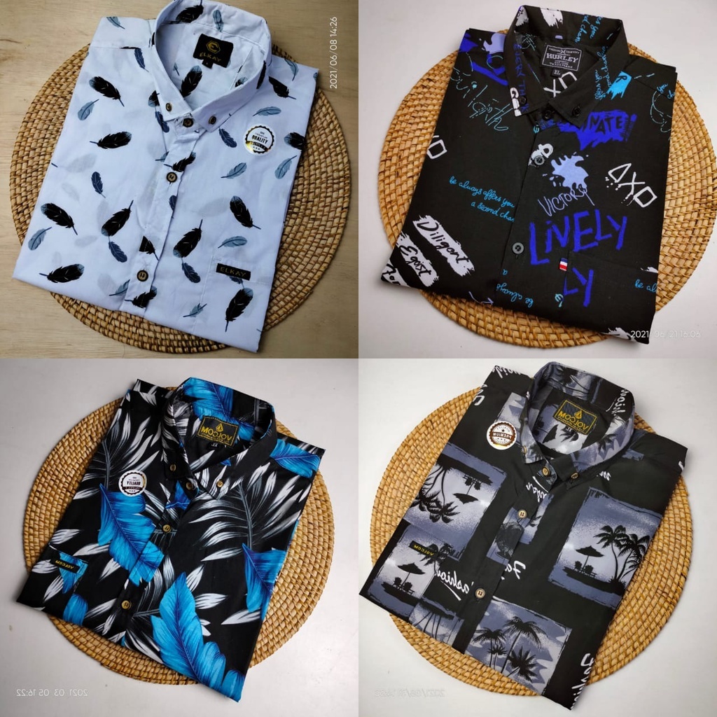 Jual KEMEJA PRIA LENGAN PENDEK MOTIF TERBARU HEM SURFING BAJU KEMEJA PANTAI LENGAN PENDEK ...
