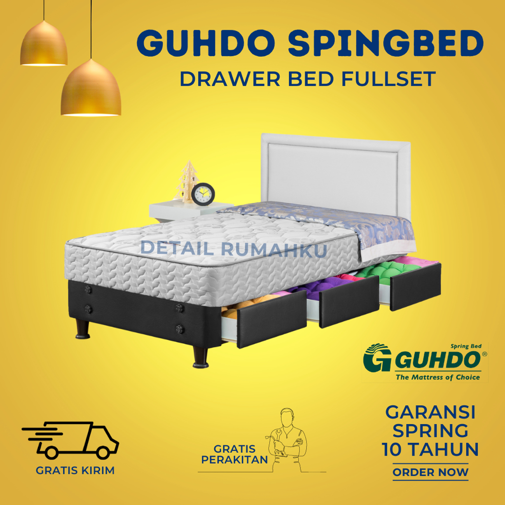 Jual Guhdo Spring Bed 3 Laci New Prima Drawer Bed HB Atlantic FULL SET / TANPA SANDARAN 90x200 ...