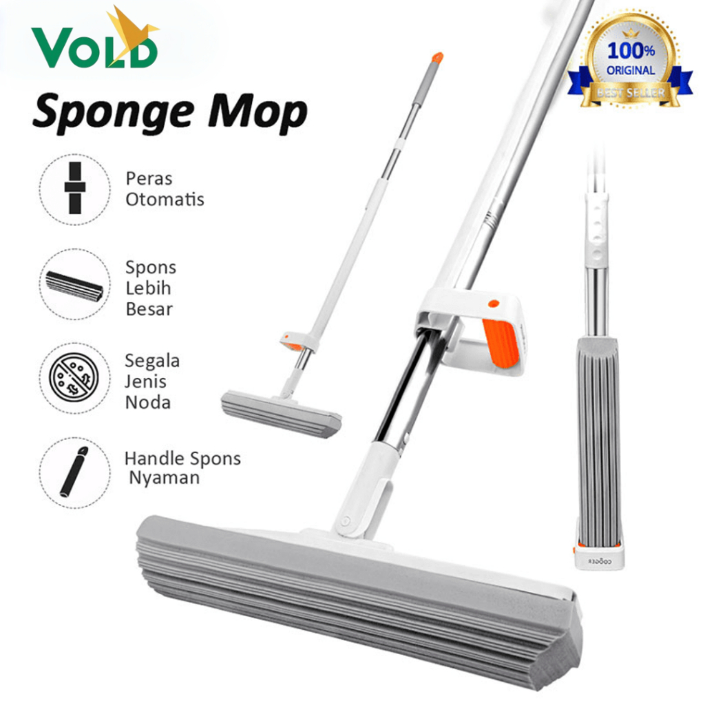 Jual VOLD Alat Pel Lantai Busa Spons Dengan Peras Otomatis Pel Kering ...