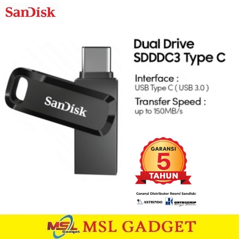 Jual SanDisk Dual Drive Go OTG Flashdisk USB Type C 32GB 64GB 128GB ...