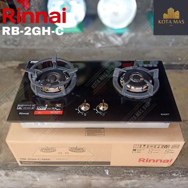 Jual Kompor Gas Tanam 2 Tungku Kaca Rinnai RB 2 GHC RB2GHC | Shopee Indonesia