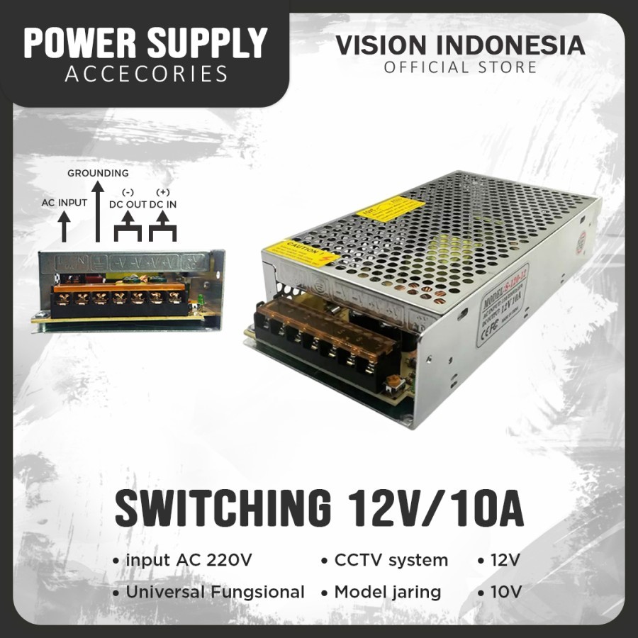Jual POWER SUPPLY JARING 10A / ADAPTOR SWITCHING 10A 12V | Shopee Indonesia