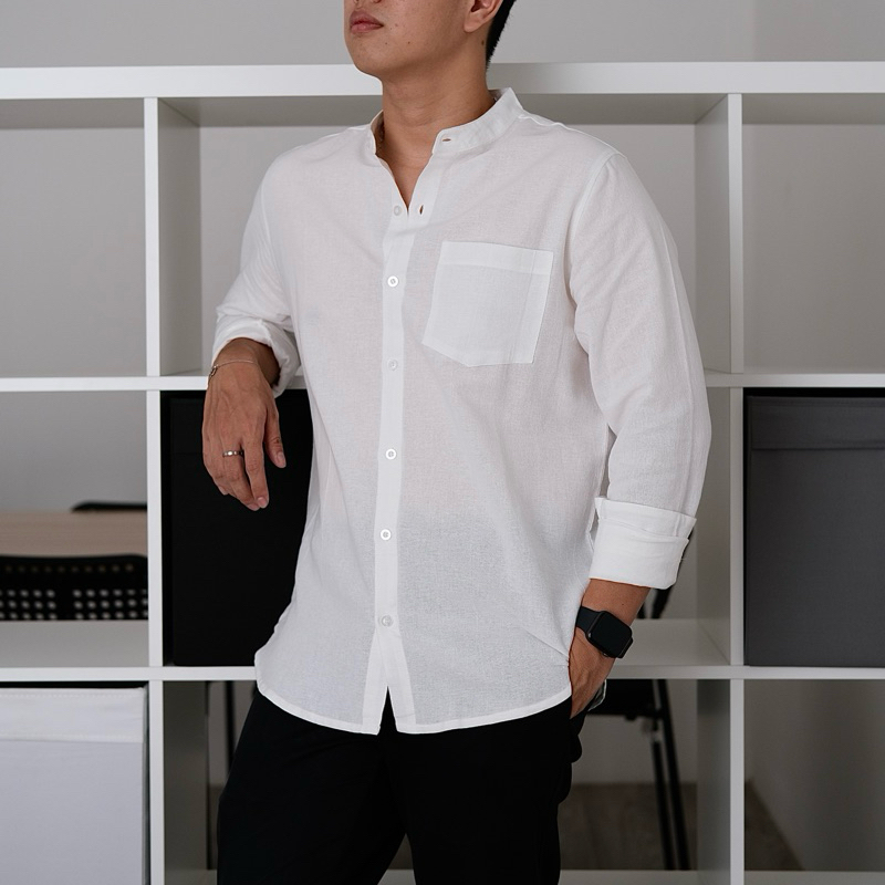 Jual COZYCLUB Nathan Koko Linen | Kemeja Koko Pria Lengan Panjang | 101 | Shopee Indonesia