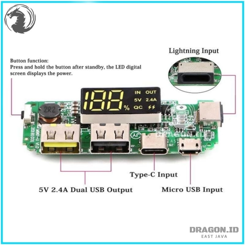 Jual Modul Power Bank DIY Rakitan With LCD Charge 5V 2.4A Dual Usb ...