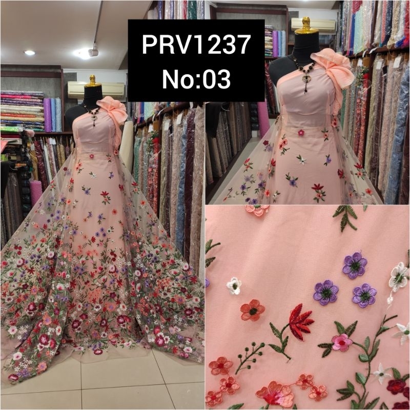 Jual kain Tile Brokat 3D Bunga Valentino Garden PRV1237 No:Peach ...