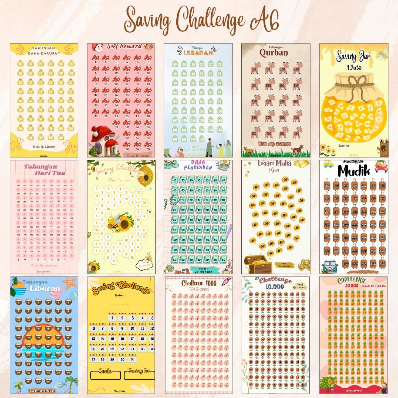 Jual (1 Lembar) Kertas Tantangan Menabung / Saving Challenge | Shopee Indonesia