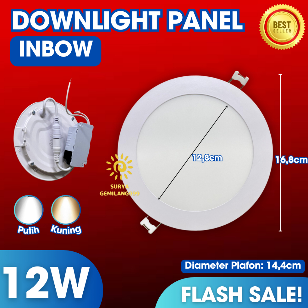 Jual LAMPU DOWNLIGHT LED PANEL 12WATT PUTIH 12W 12 WATT TIPIS BULAT INBOW | Shopee Indonesia