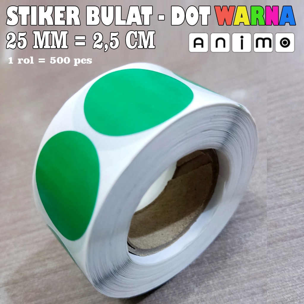 Jual Stiker Bulat Warna - COLOR DOT STICKERS - ROL 25 MM = 2,5 CM ...