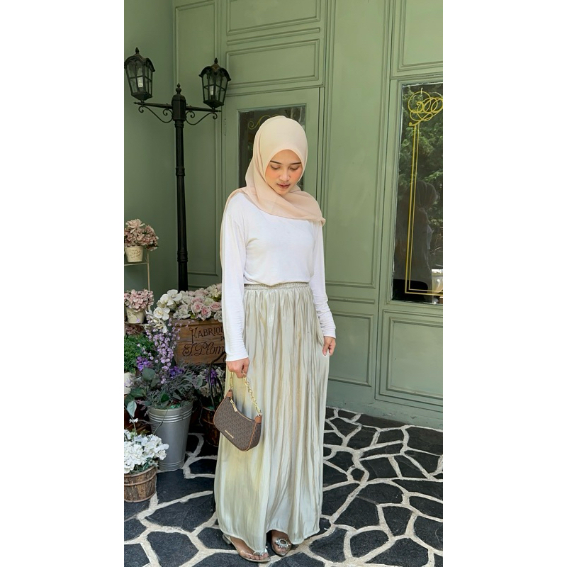 Jual ROK SHIMMER IMPORT FULL FURING ROK PLISKET SHIMMER HIJAB FRIENDLY ...