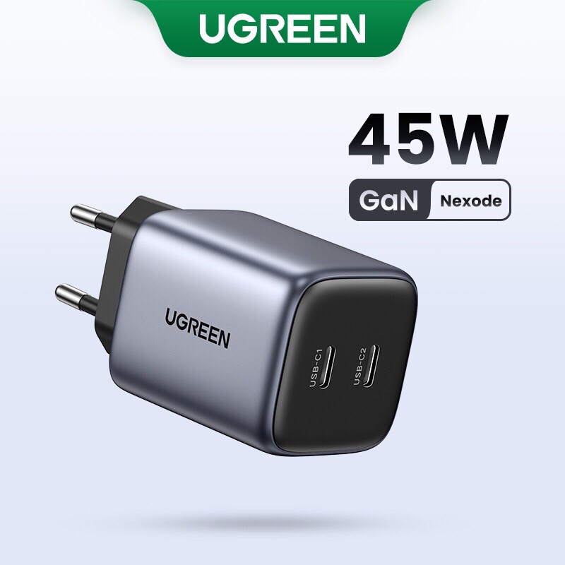 Jual Ugreen Wall Adaptor GaN 45W Dual Port Type C PD Fast Charging ...