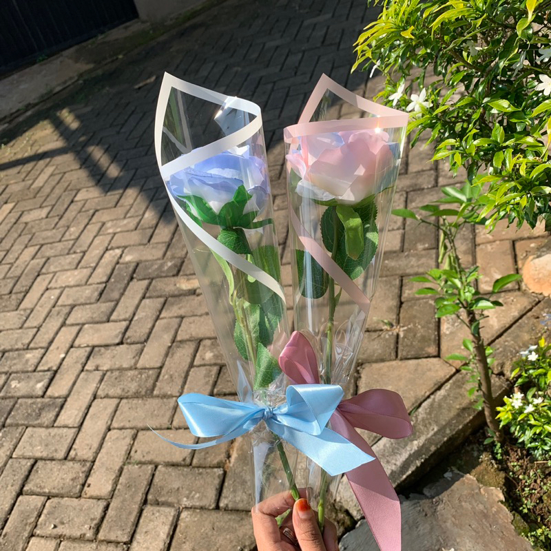 Jual Bouquet Single Rose l buket bunga mawar led lampu satu tangkai ...
