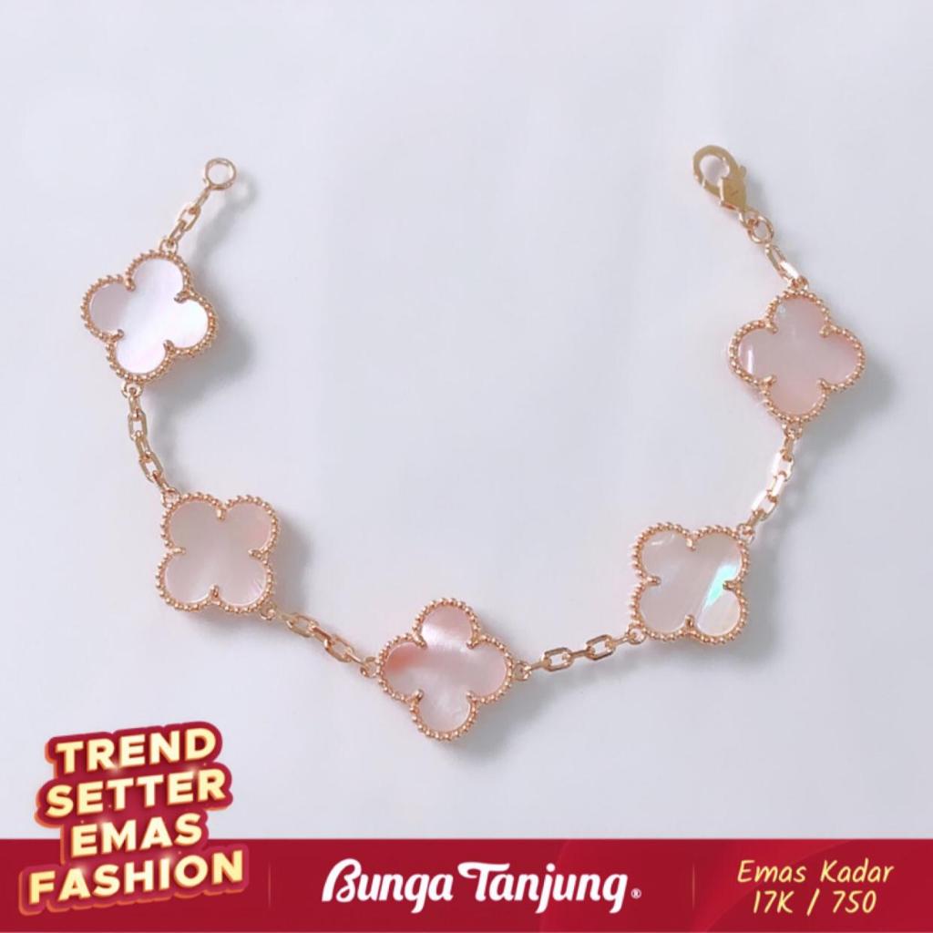 Jual GELANG CLOVER PEARLY PINK - EMAS 17K - BUNGA TANJUNG GOLD | Shopee ...