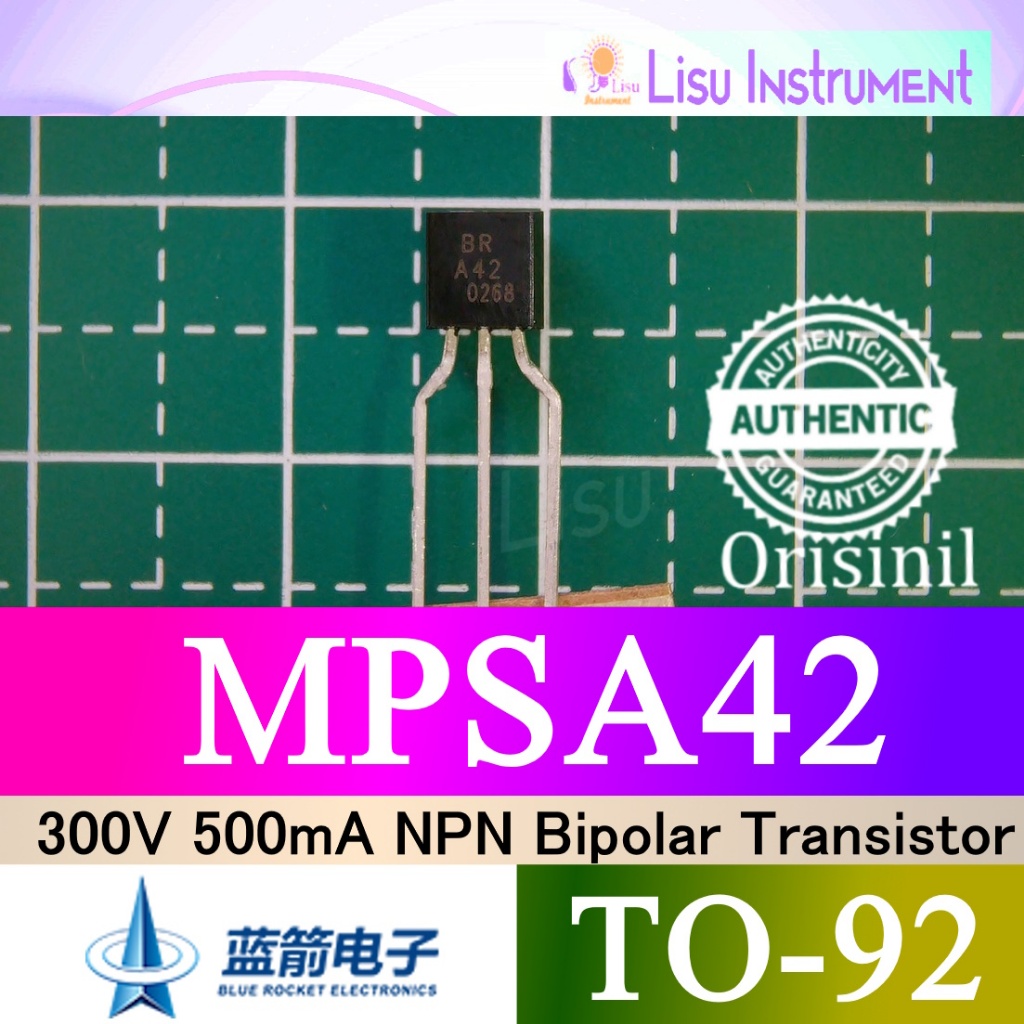 Jual MPSA42 300V 500mA NPN Bipolar Transistor A42 TO-92 Blue Rocket ...