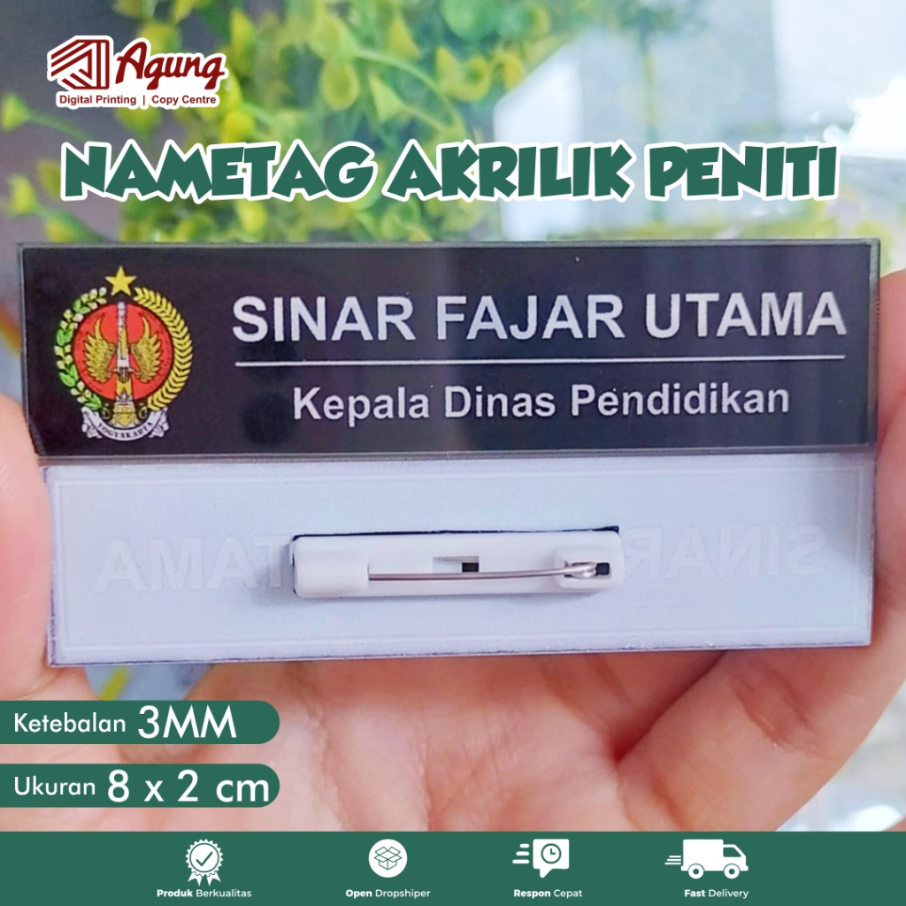 Jual TANPA MINIMAL ORDER / Name Tag Nama Dada / Nametag Papan Nama Dada ...