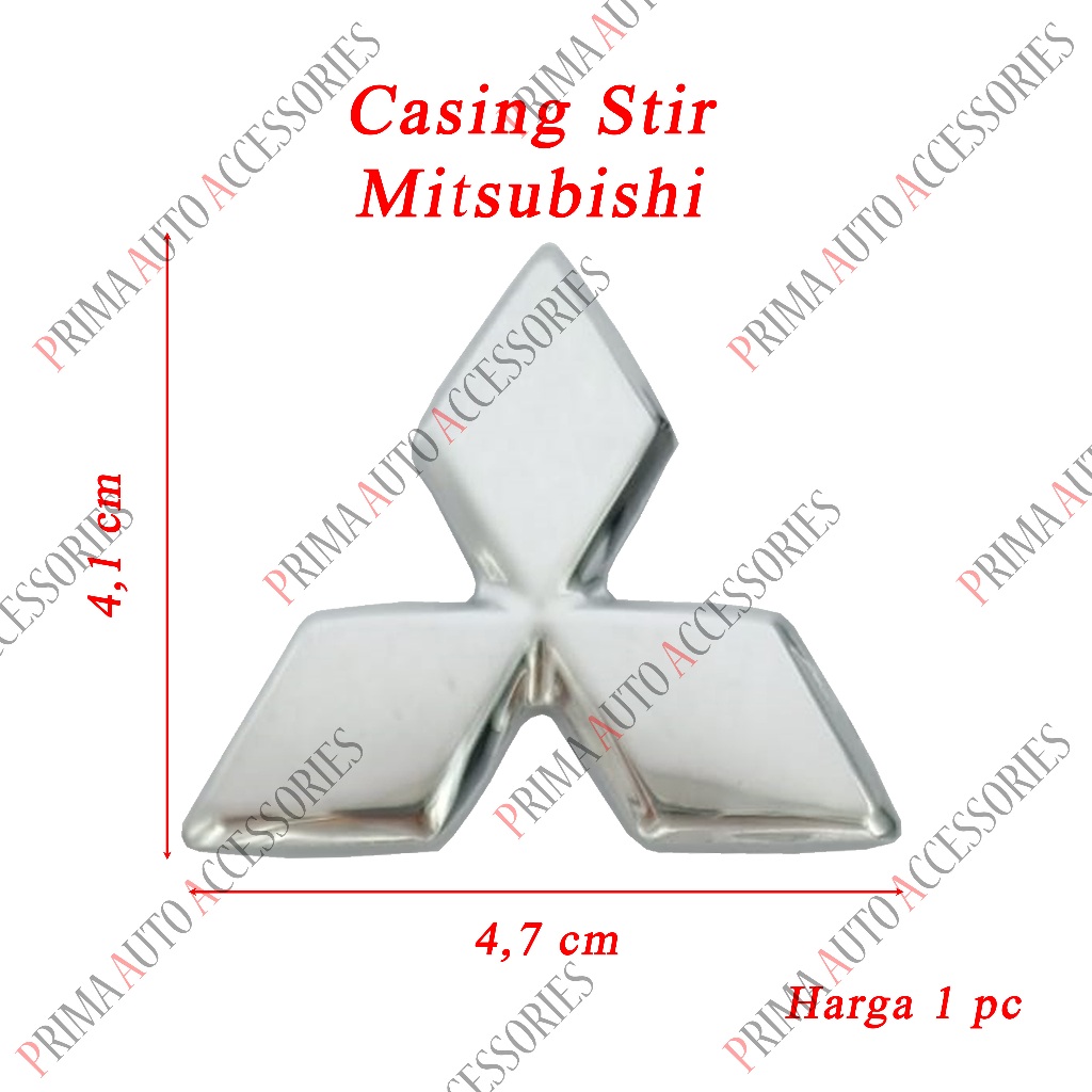 Jual Casing Logo Stir Mobil Mitsubishi Chrome Lebar 4,7 cm | Shopee ...