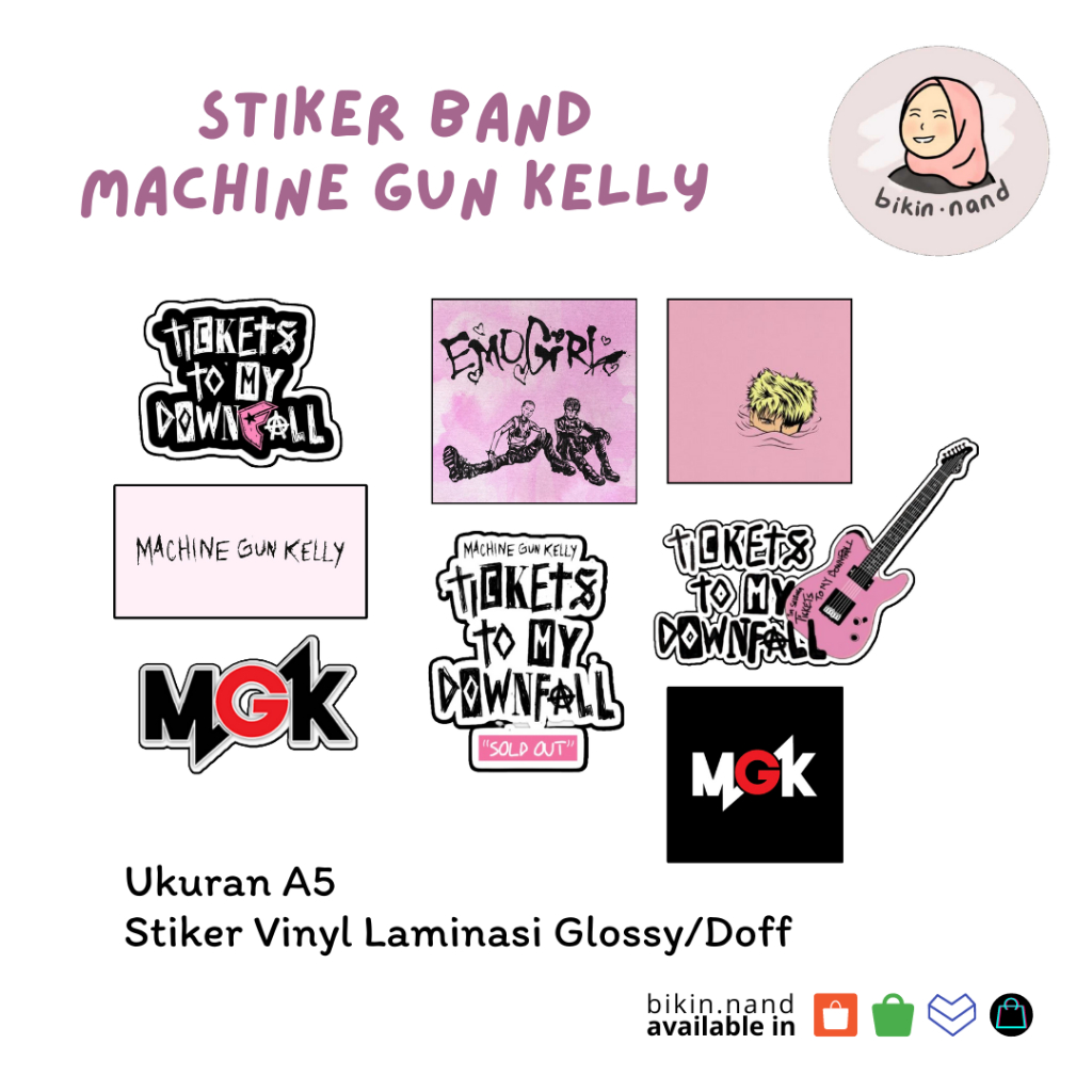 Jual STICKER PACK BAND Machine Gun Kelly (HIGH QUALITY) MURAH 8 pcs ...