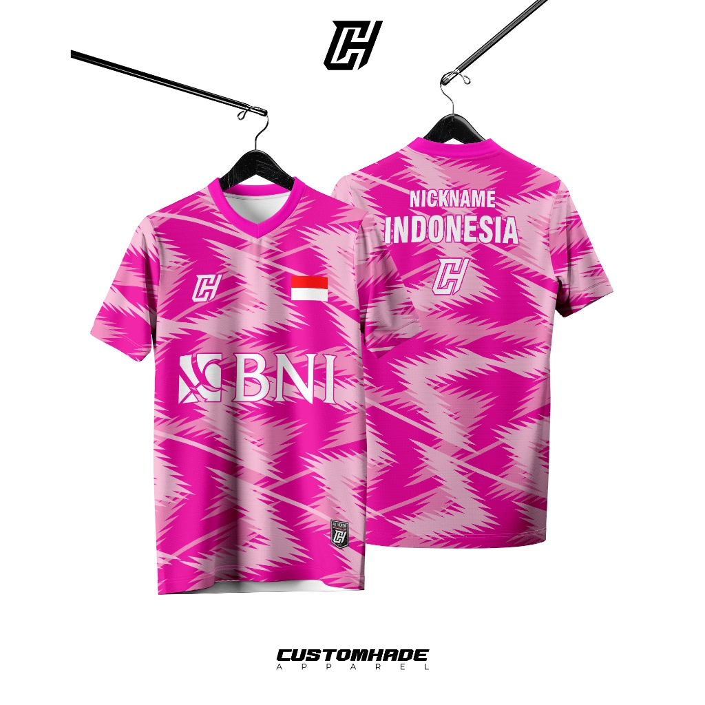 Jual CH Jersey Baju Bulutangkis Wanita Pink Custom Nama Tim Badminton ...