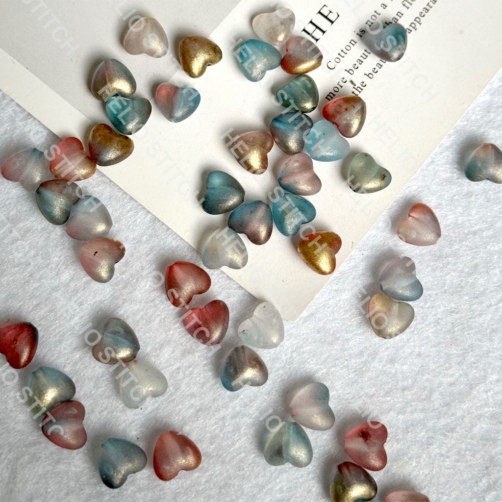 Jual 10 gr Manik-manik Matte Gradient - Hati Serbuk Emas Heat Love Gold ...