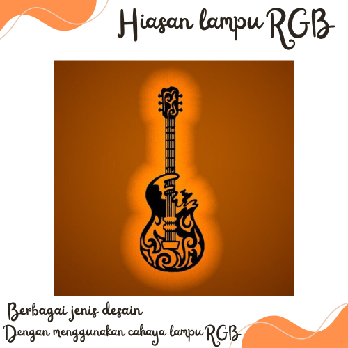 Jual Pajangan dinding lampu RGB karakter (gitar) hiasan dinding menyala ...