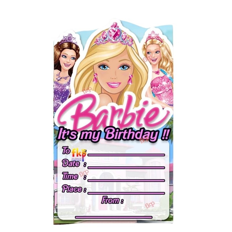 Jual Kartu undangan BARBIE kartu undangan ulang tahun anak tema BARBIE ...