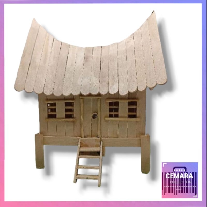 Jual Miniatur Rumah Adat Padang Sumatra Barat Kreatif dari Stik Eskrim ...