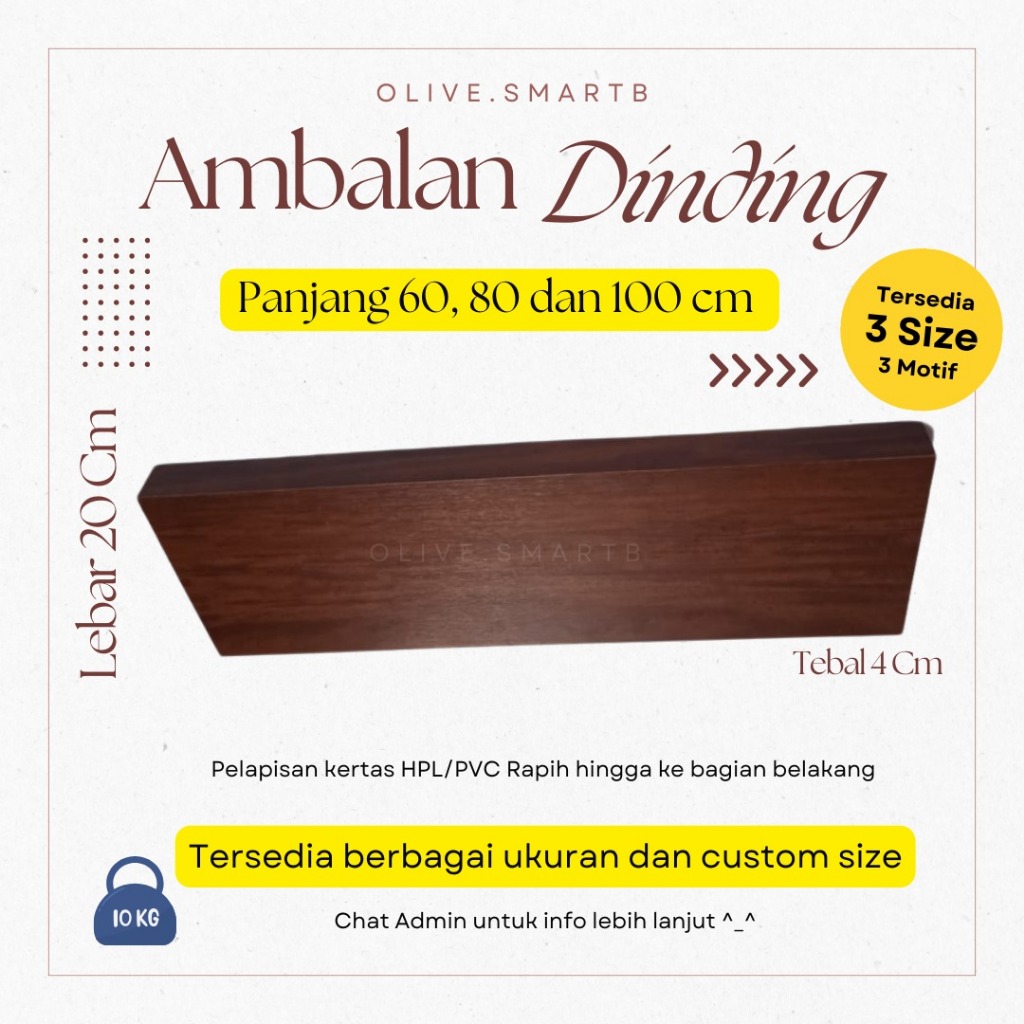 Jual Ambalan Dinding Panjang 60, 80 dan 100 Cm, Lebar 20 Cm, Ketebalan ...
