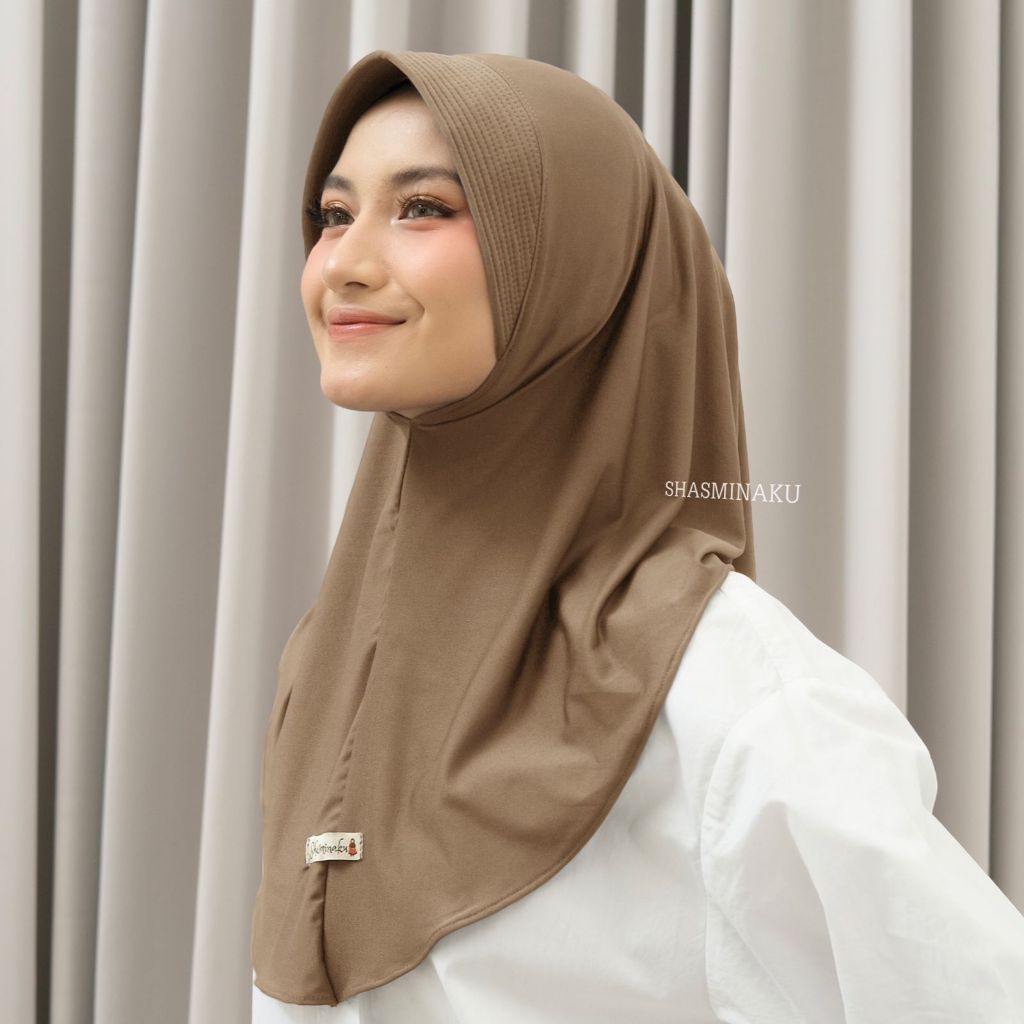 Jual (PREMIUM FREE POUCH) - Hijab Bergo Hamidah Jilbab Instan Bahan Jersey Sporty Premium ...