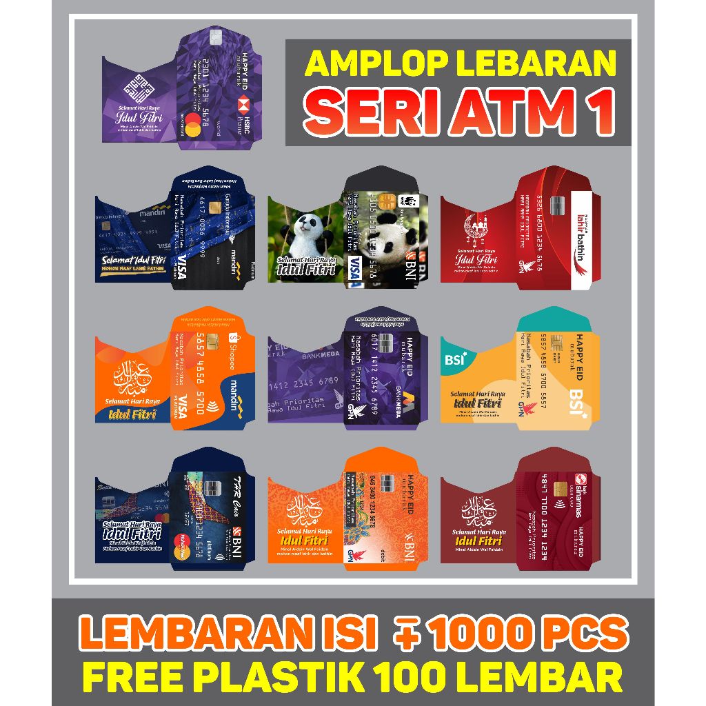 Jual amplop motif ATM, 1000 LEMBAR AMPLOP LEBARAN MEDIUM. (Lembaran ...