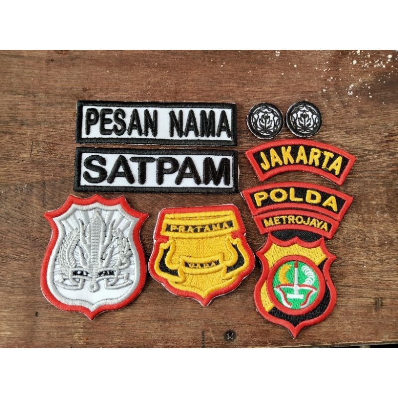 Jual pdh Lis merah atribut satpam bordir timbul bisa request nama dan ...