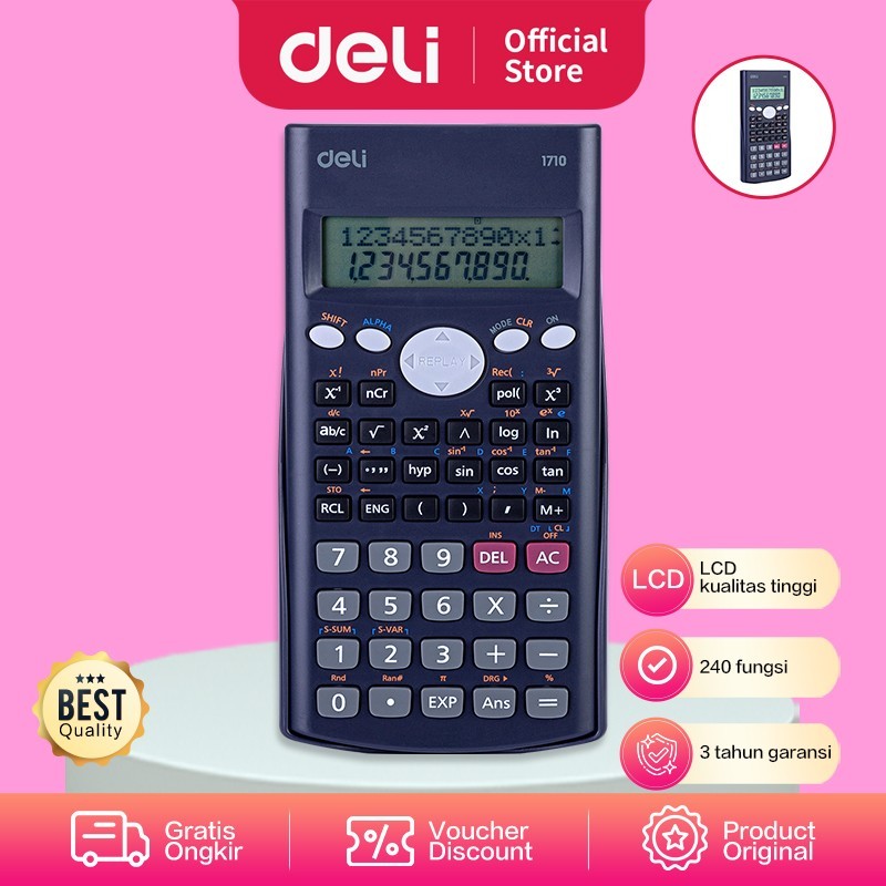 Jual Deli Kalkulator Scientific/Scientific Calculator 240F 10 2 Digits ...
