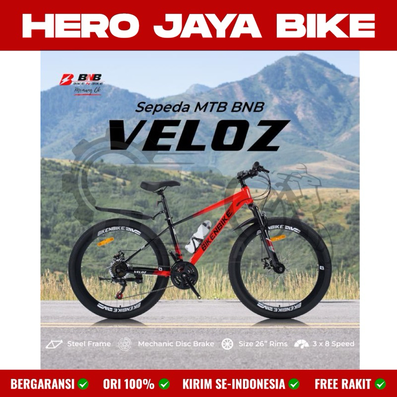 Jual Sepeda Gunung MTB BNB VELOZ & TYCOON NEW Ukuran 26Inch 24Speed Rem ...