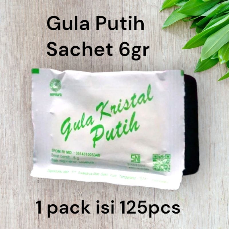 Jual Gula Putih Sachet 6gr/Gula Hotel/Gula Resto 1pack isi 125pcs ...
