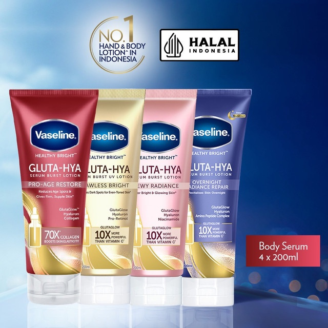 Jual Vaseline Healthy Bright Gluta Hyaluron Serum Lotion 200ml 330ml ...