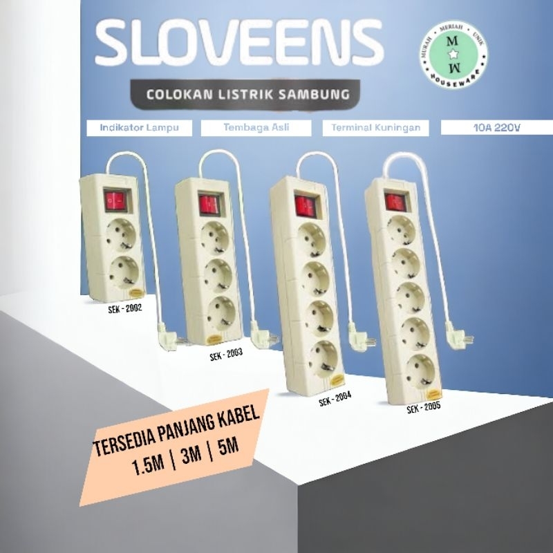 Jual Stop Kontak Colokan Kabel Sloveens SNI / Extension Socket 2 3 4 5 Lubang panjang 1.5M , 3M ...