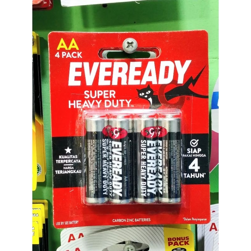 Jual Baterai EVEREADY Hitam AA Super Heavy Duty | QTY : 4 PCS | Shopee ...