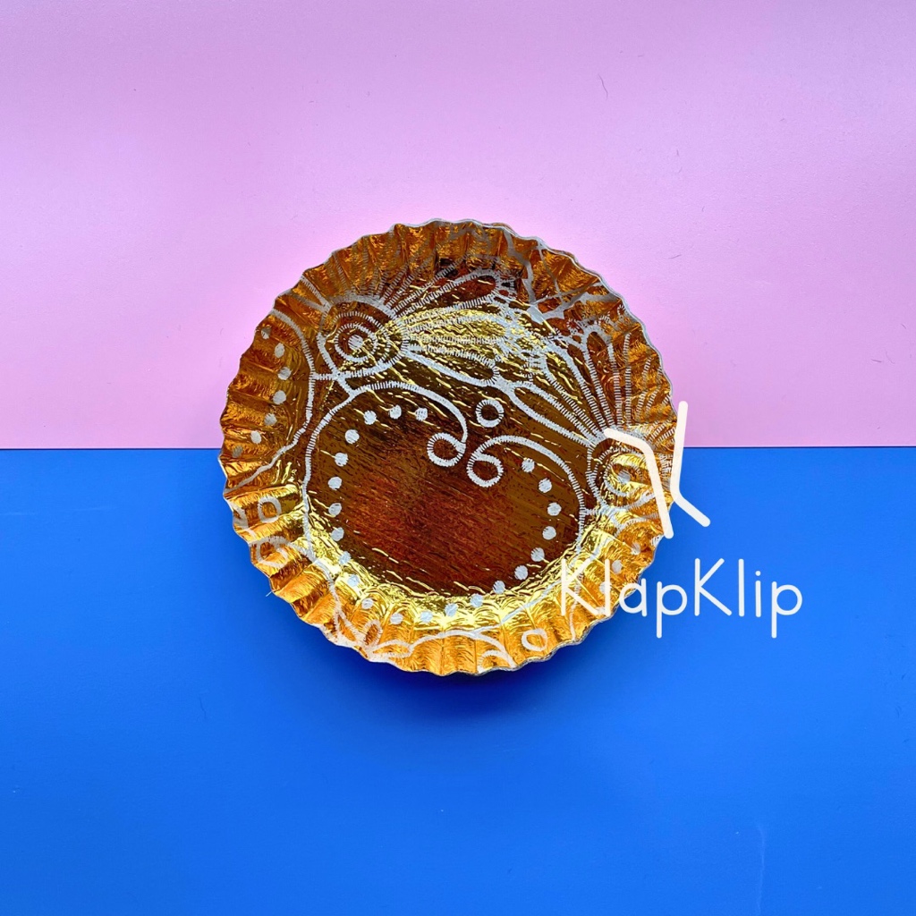 Jual GROSIR 100pcs Piring Kertas Emas Ukuran 12cm - Piring Kertas Emas ...