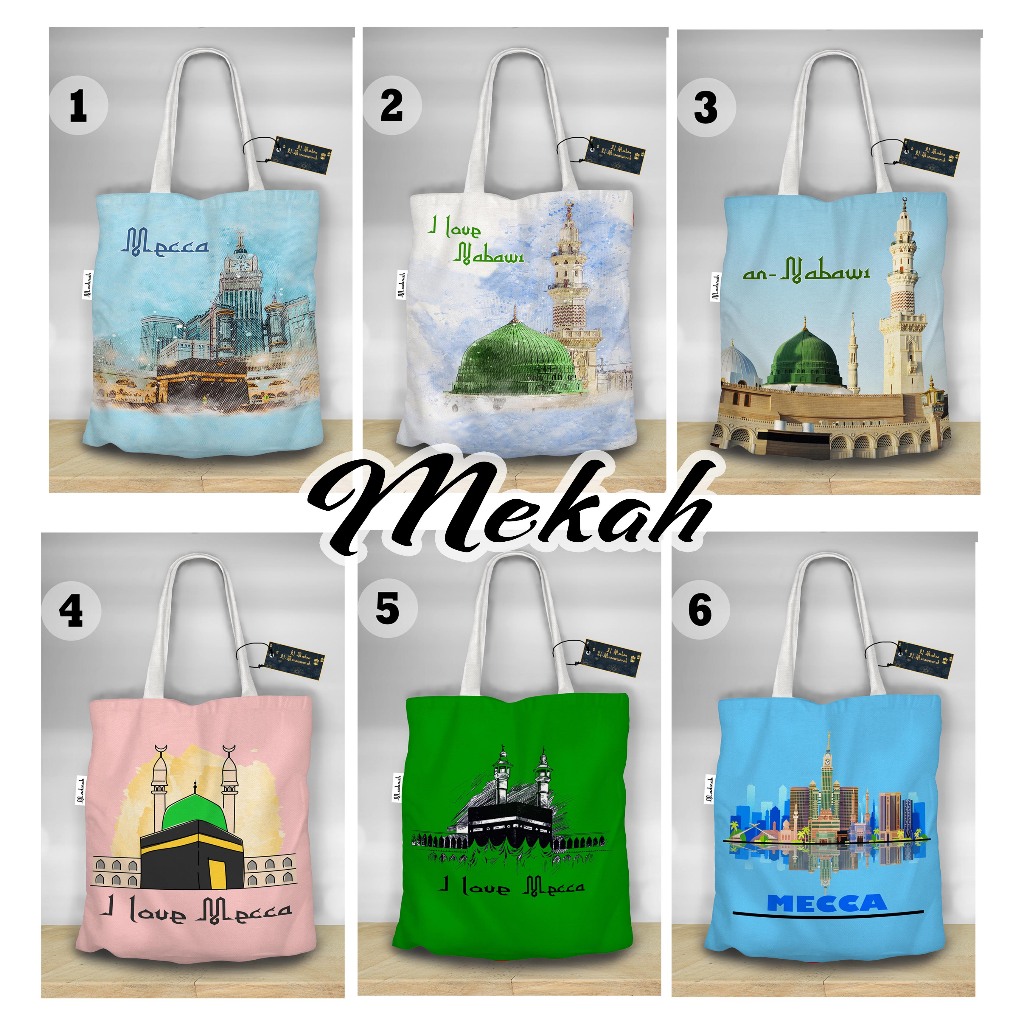 Jual Tote bag Makkah/MADINAH , 6 motif siap kirim | Shopee Indonesia