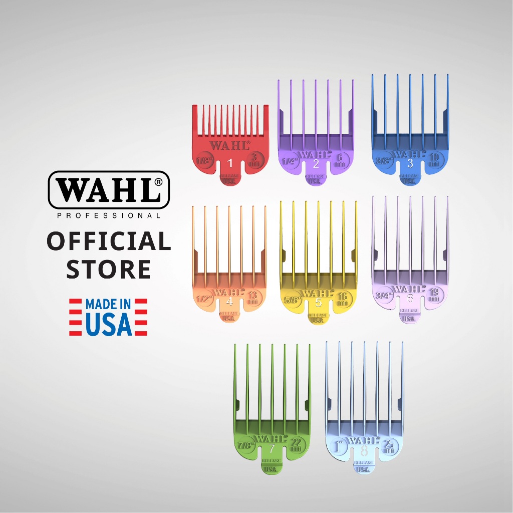 Jual Wahl Color Coded Attachment Cutting Guide Combs 8pcs - Clipper ...