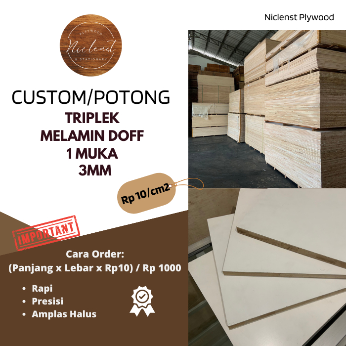 Jual triplek melamin 3mm 1 muka DOFF Custom / multiplek melamin Custom ...