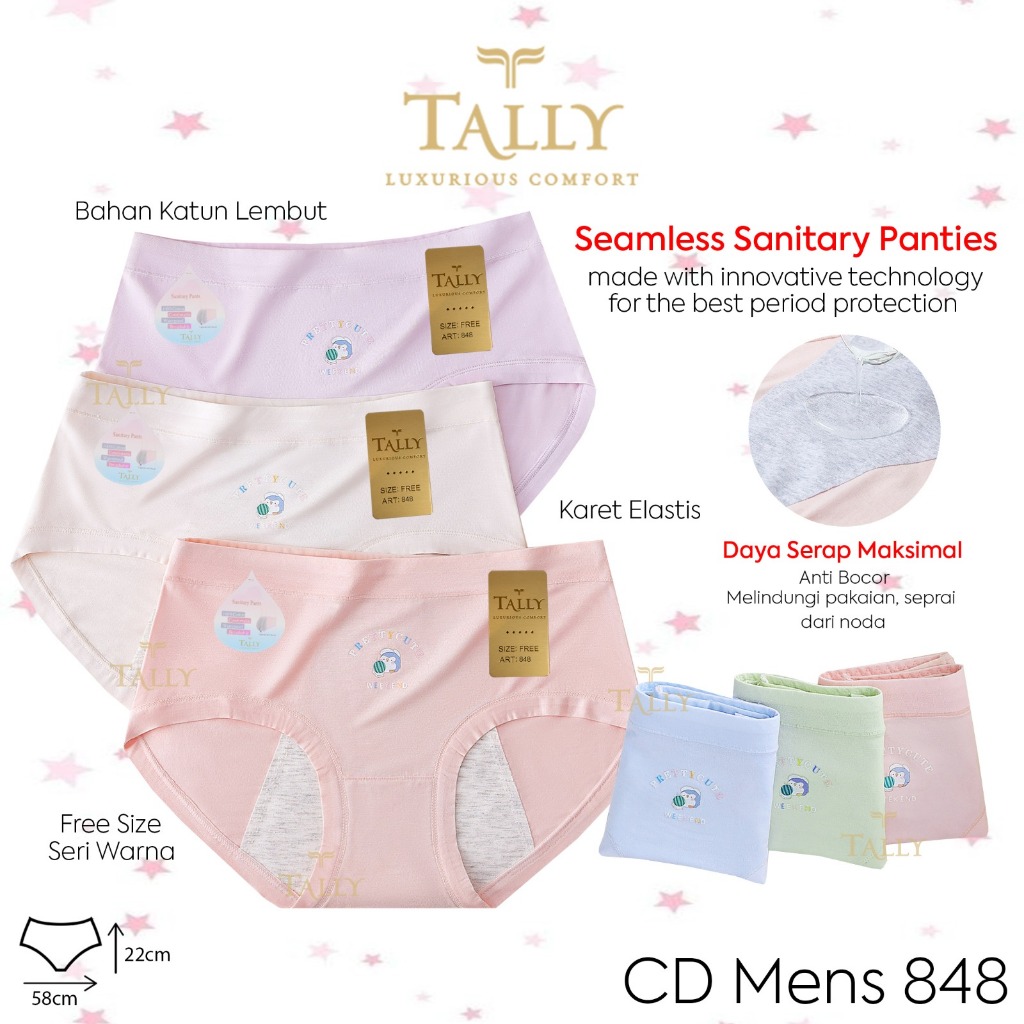 Jual Cd Menstruasi Tally 848 (Fit to L) 100% Katun Seamless | Celana ...