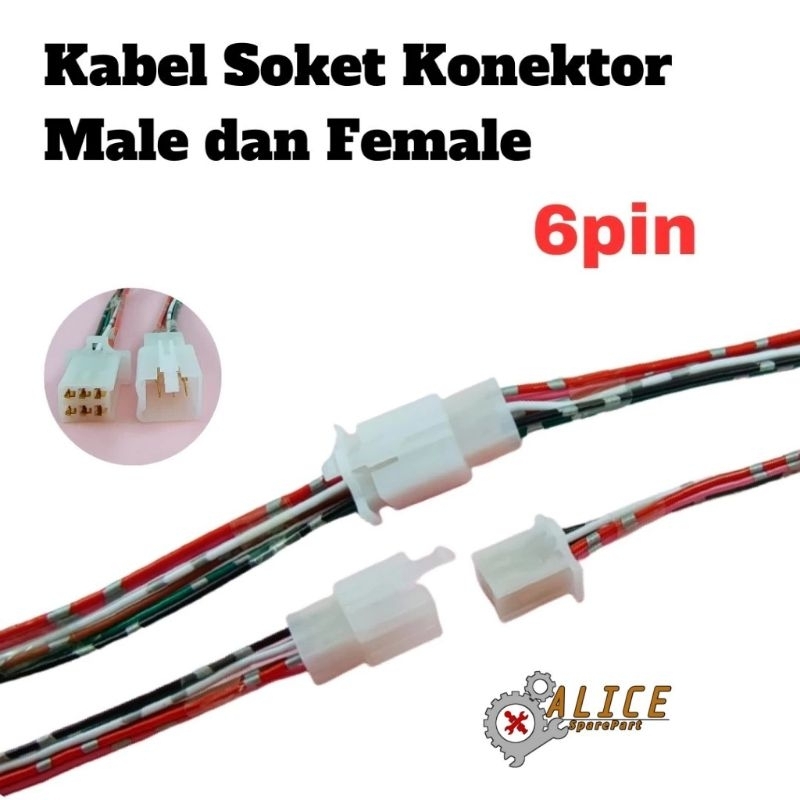Jual SATU SET SOKET KONEKTOR SET KABEL PIN 6 MALE DAN FEMALE ORIGINAL ...