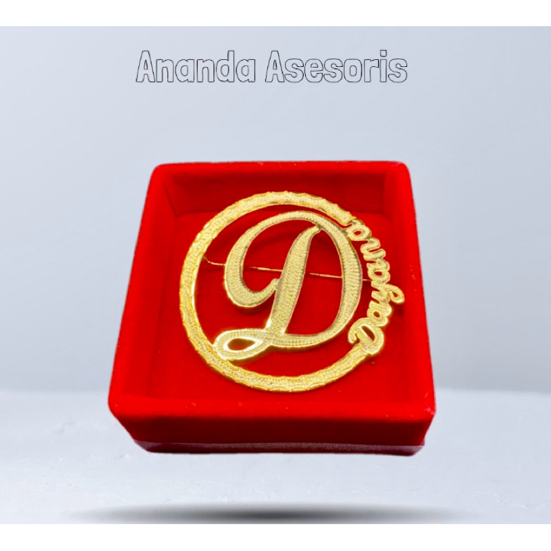 Jual Bros nama custom ,bros nama sendiri titanium lapis emas model ...