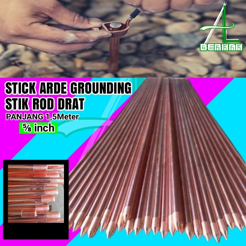 Jual Stick Rod / Stik Arde Grounding Penangkal Petir drat 5/8 Panjang 1 ...