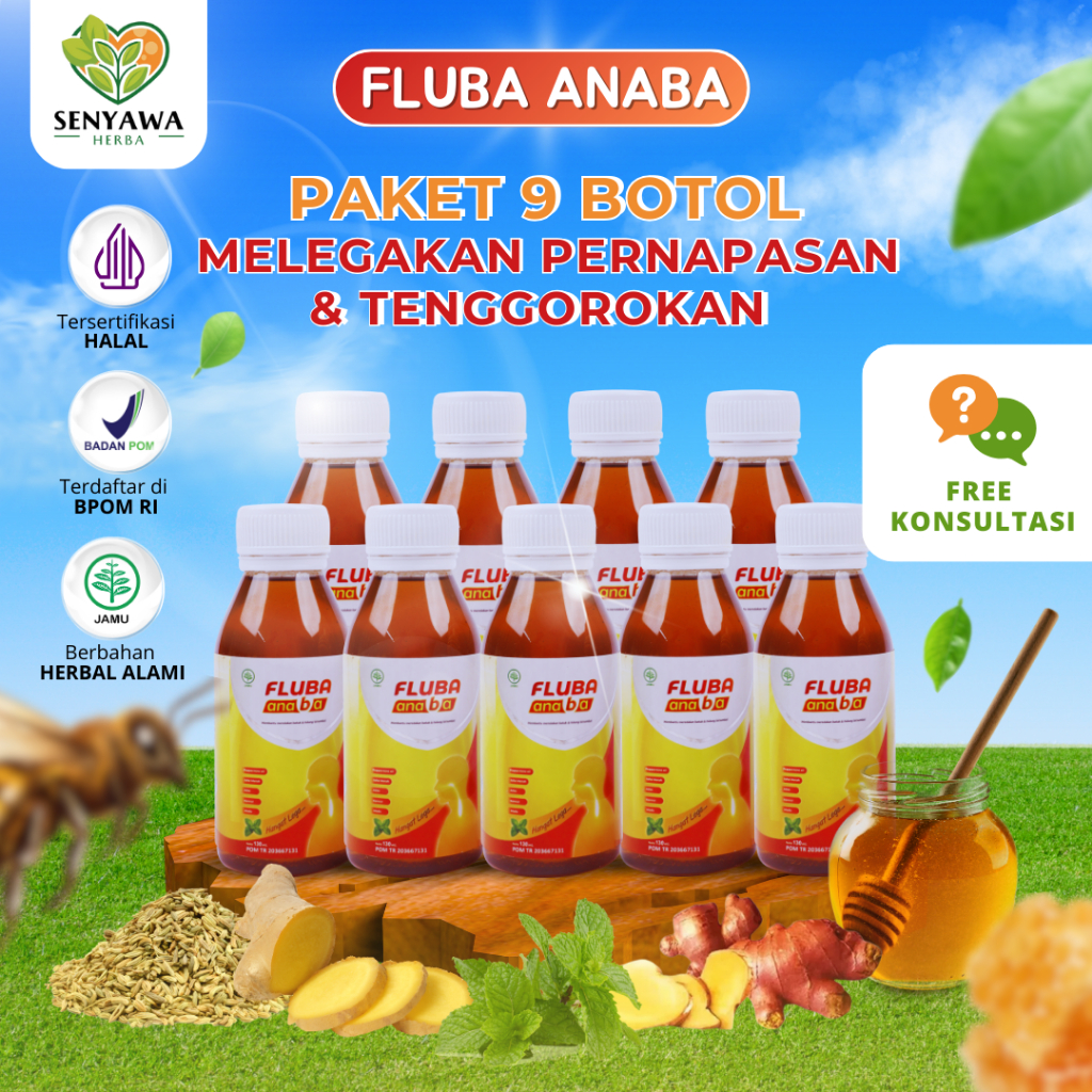 Jual Paket 9 Botol FLUBA ANABA Madu Obat Herbal Atasi Masalah Flu ...